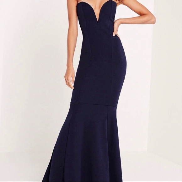 Missguided | Dresses | Missguided Navy Blue Scuba Fishtail Dress Nwt ...